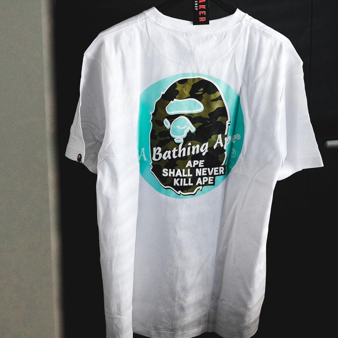 Bape Ape Shall Never Kill Ape Mint Logo White Tee | LINE SHOPPING