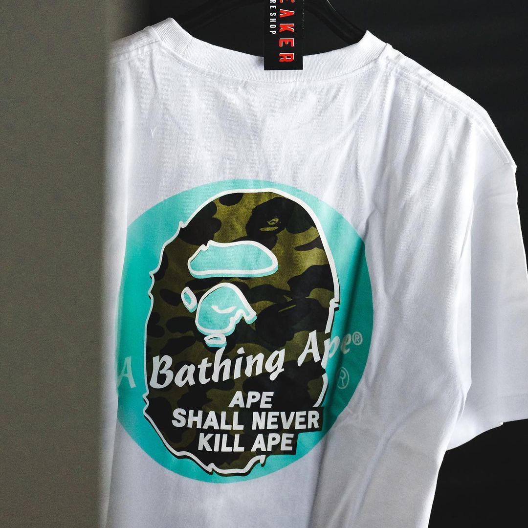 Bape Ape Shall Never Kill Ape Mint Logo White Tee | LINE SHOPPING