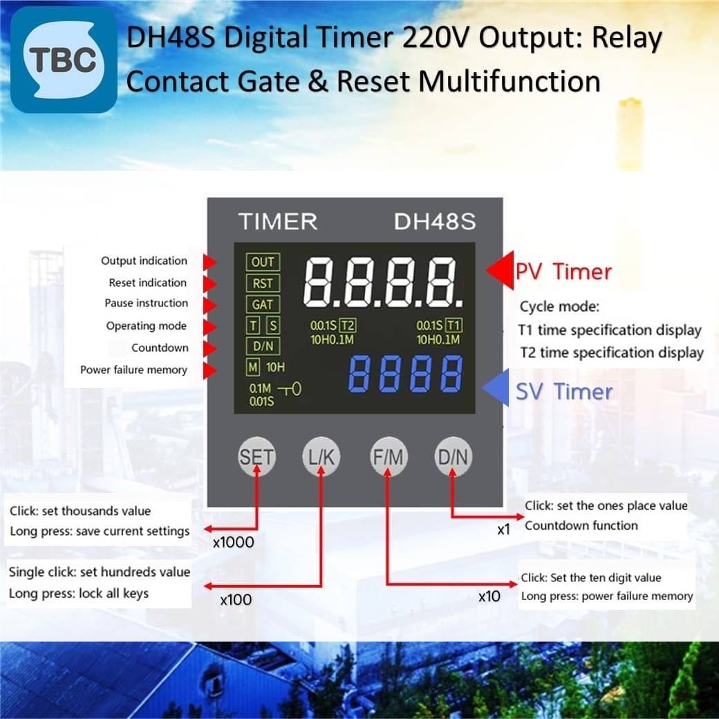 ตัวตั้งเวลารุ่นใหม่ Timer DH48S Digital Timer 220V Output: Relay ...