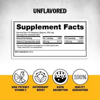 Mutant Vitamin C Unflavored 454g. วิตามินซีผง ไม่มีรสชาติ ผสมง่ายๆกับ ...