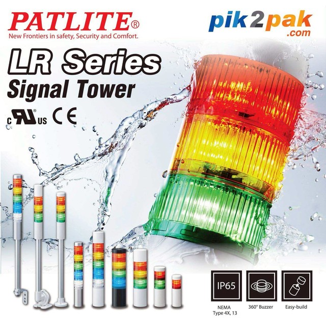 LR6-202WJBW-RG : ไฟสัญญาณเตือนแบบชั้น Ø60mm 2ชั้น 24VDC มีเสียงไฟกระพริบ ยืดติดโดยตรง - Patlite ...