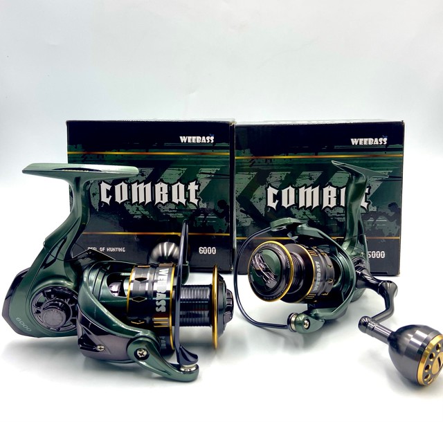 รอกสปินรุ่นใหม่ WEEBASS วีแบส-คอมแบท Weebass Combat รอบ 5.2:1 แขนเกลียว น็อปกลม เบรกหนัก อัดปลา ...