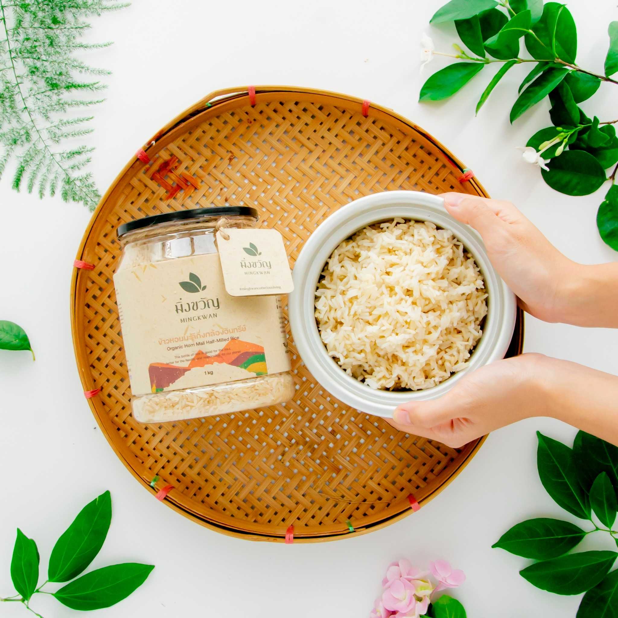 Organic Hom Mali Half-Milled Rice 1kg | LINE SHOPPING