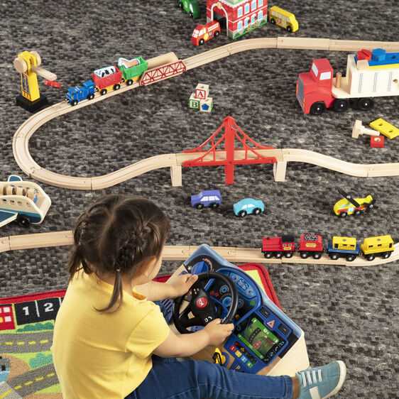 [132 ชิ้น] รุ่น 701 Wooden Railway Train Set ชุดต่อรางรถไฟ มาพร้อม ...