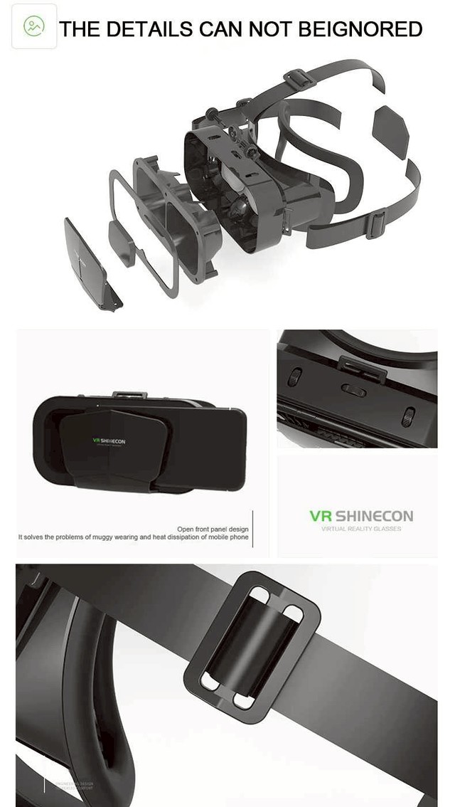 แว่น VR SHINECON G10 Virtual Reality Glasses รองรับโทรศัพท์ 4-7.2 นิ้ว ...
