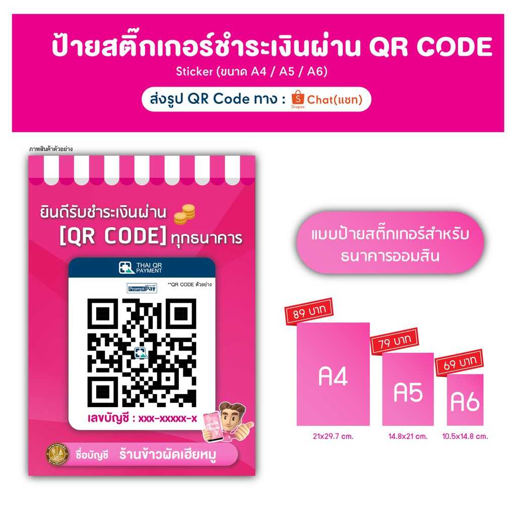 สติ๊กเกอร์ สแกนชำระเงินผ่าน Qr Code สติ๊กเกอร์คิวอาร์โค้ด สติ๊กเกอร์ Pvc เคลือบ Line Shopping