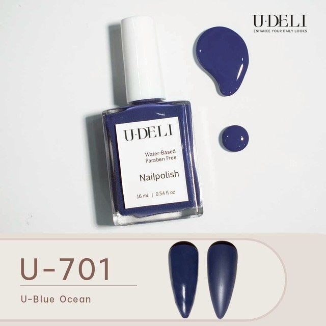 U-DELI สีทาเล็บกึ่งเจล U701 Blue Tone Vegan Nailpolish (ไม่อบ) สีน้ำ ...