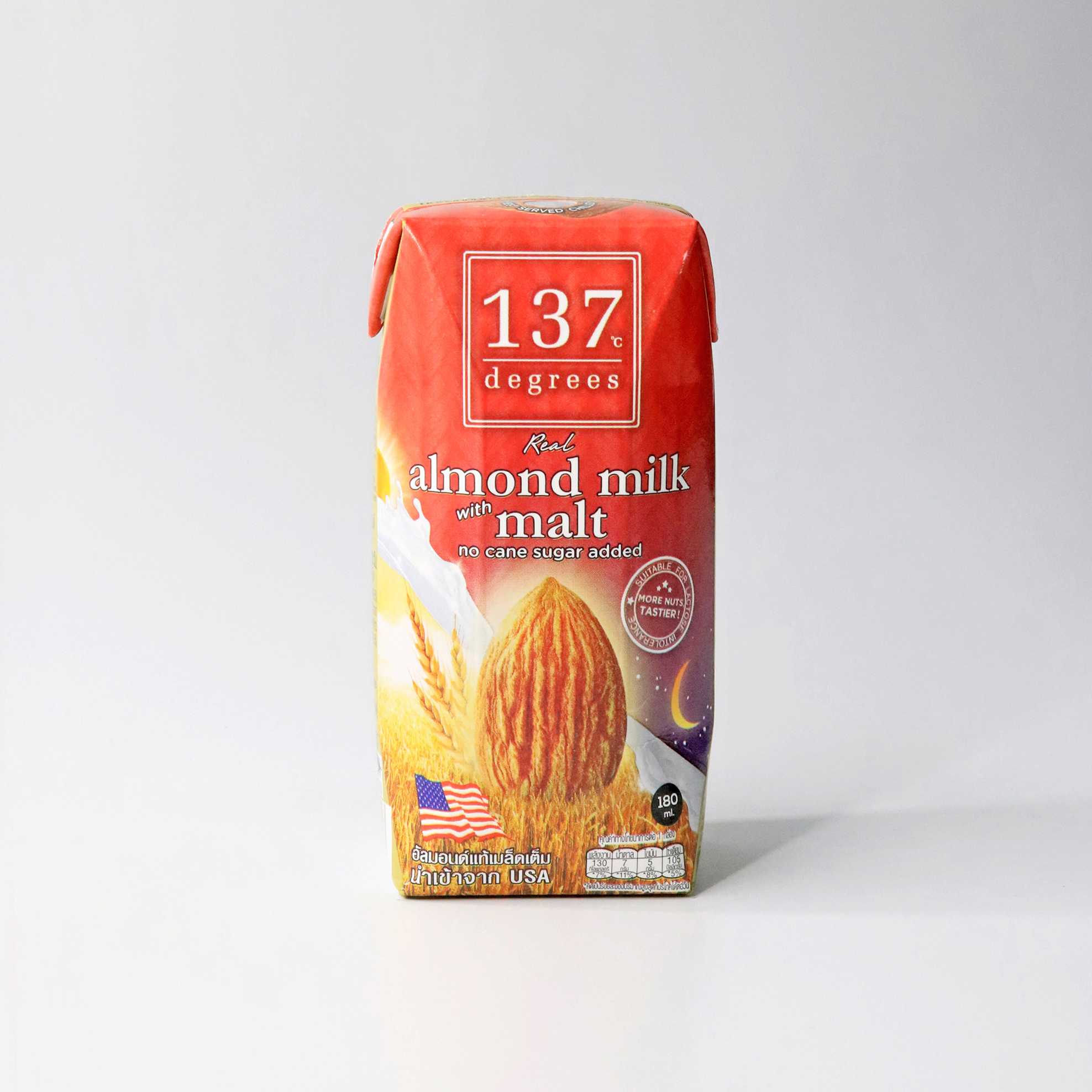 นมอัลมอนด์สูตรมอลต์ ขนาด 180 ml x pack of 3 x 12 (Almond Milk with Malt 137 Degrees Brand ...