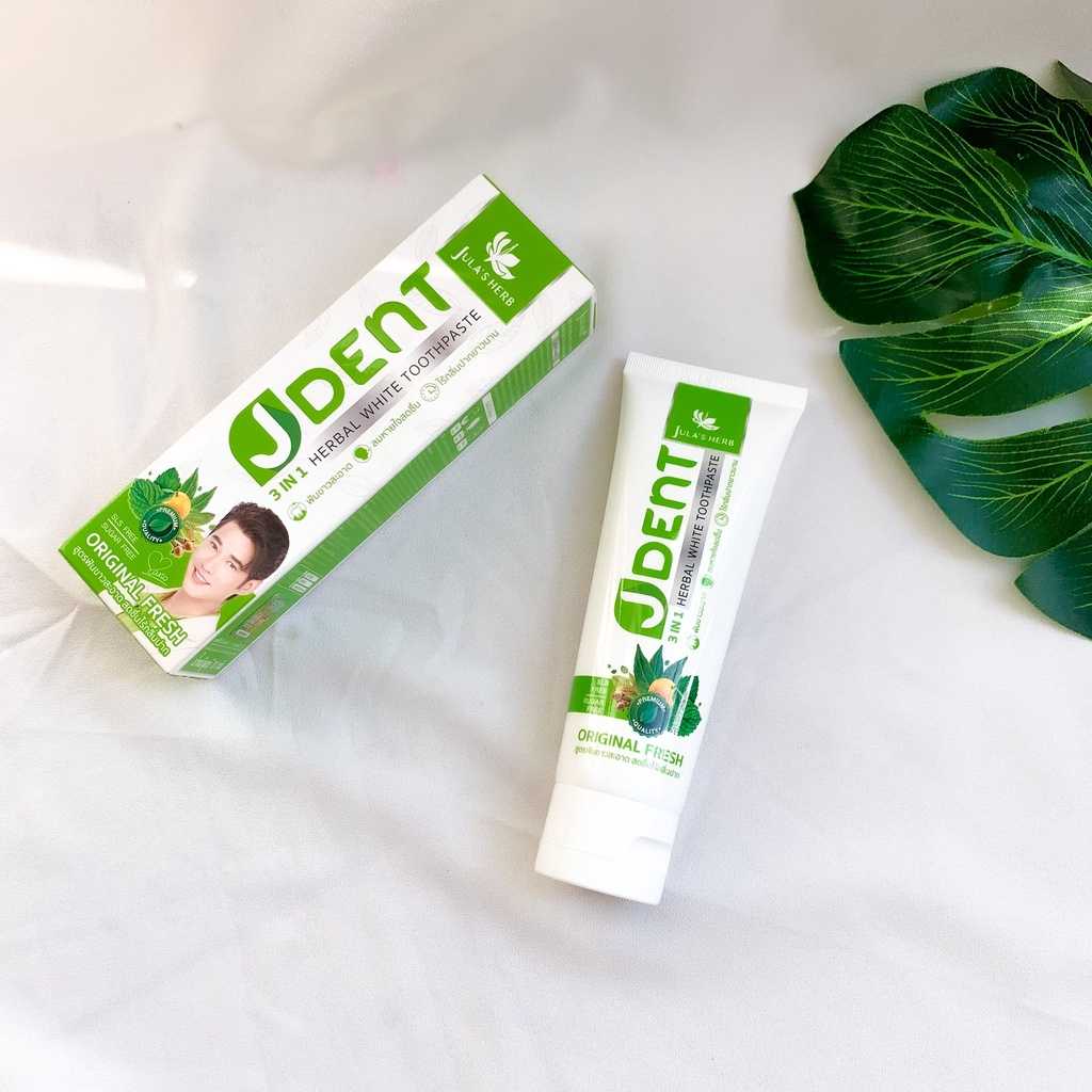 JDENT 3IN1 Herbal White Toothpaste 70g. ยาสีฟันสมุนไพรเจเด้นท์ สูตรออริ ...