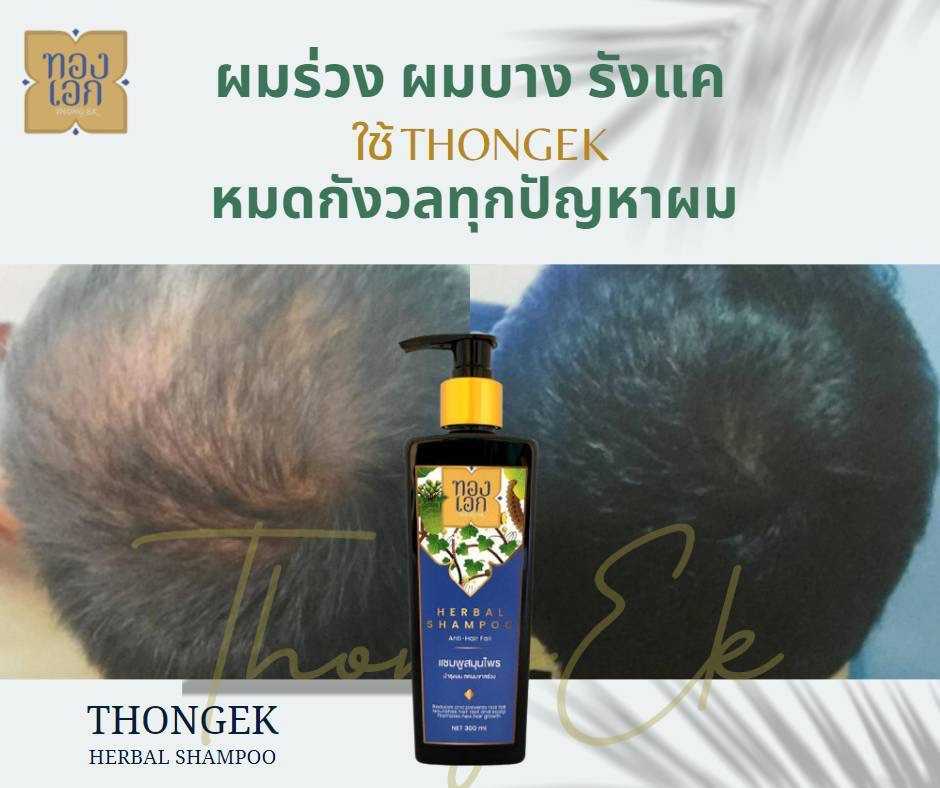 แชมพู สมุนไพร ธรรมชาติ ทองเอก THONG EK Herbal Shampoo ลดร่วง ผมหงอก ...