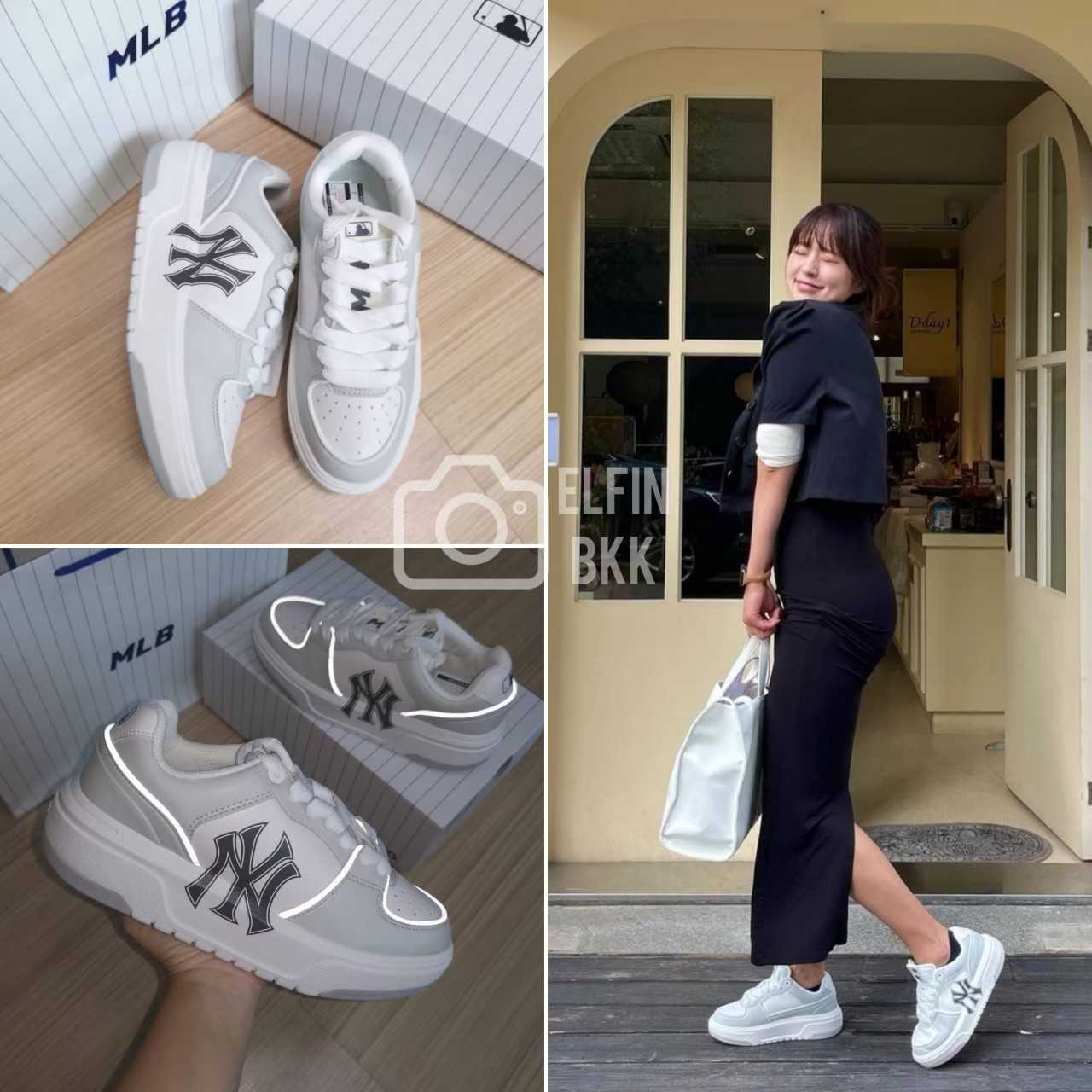 ขายดี⭐ MLB Chunky Liner NY รองเท้าลำลอง สีขาว สีเทา สีน้ำตาล สีเขียว สี ...