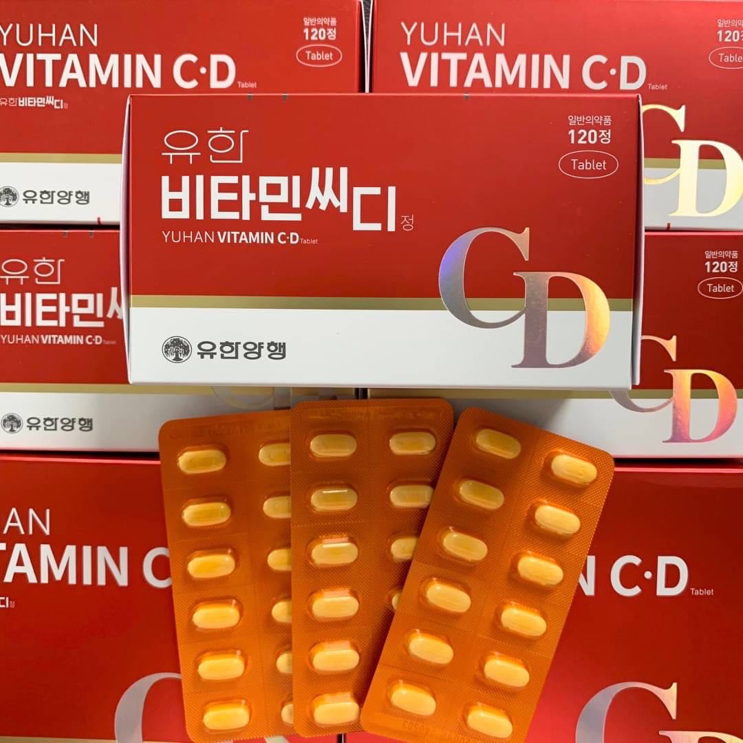 Yuhan Vitamin CD (120เม็ด) วิตามินซีพี่จุน สูตรวิตามินซี+วิตามินดี ...