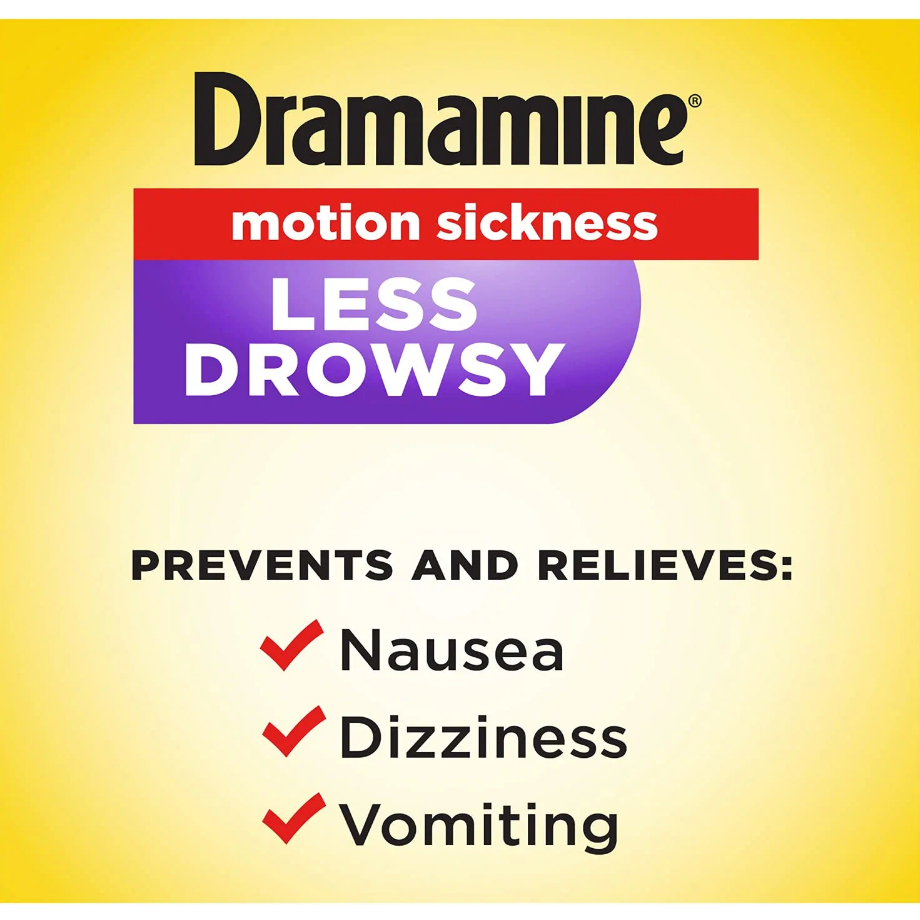 Dramamine Less Drowsy สูตรลดอาการง่วงนอน สำหรับผู้ใหญ่ และ เด็ก 12 ปีขึ้นไป | LINE SHOPPING