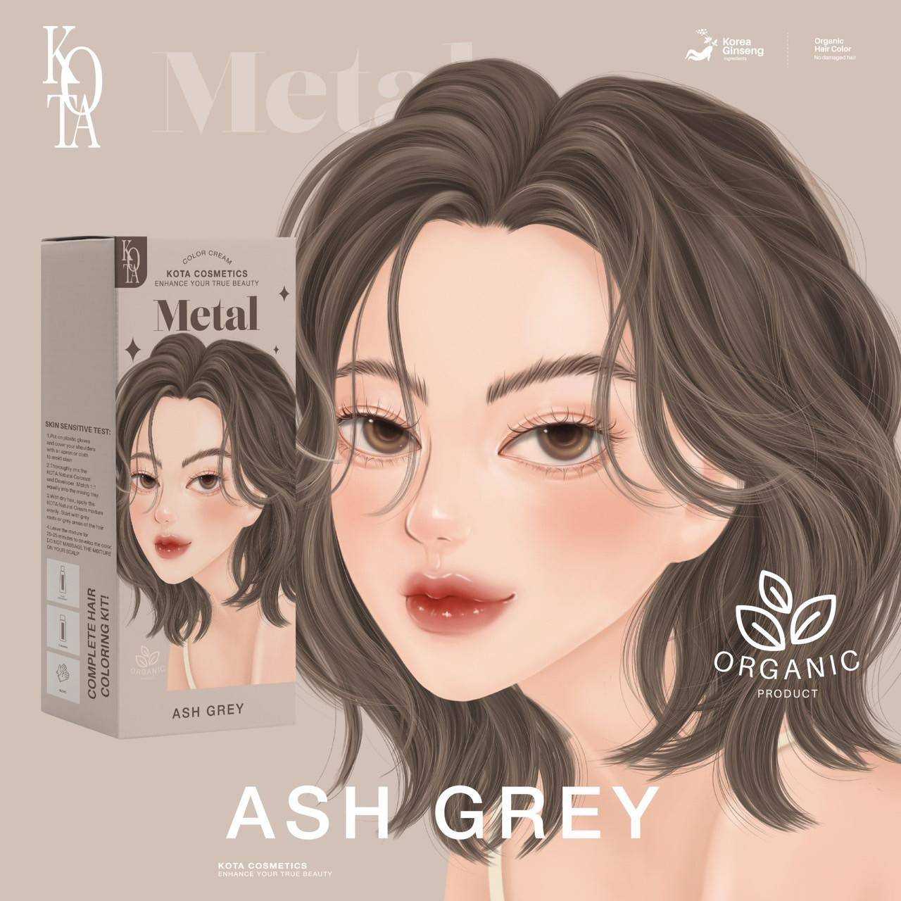 สีย้อมผม Kota Ash Grey ยาย้อมผมkota สีย้อมผมออแกนิค 9 สี เม็ดสีชัด หอมกลิ่นโสมเกาหลี สีติดทน ...