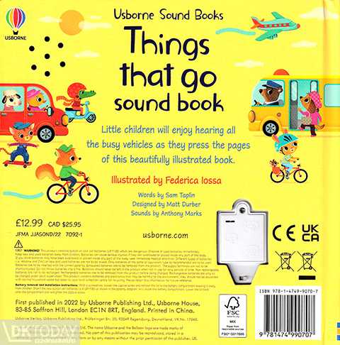 USBORNE SOUND BOOKS:THINGS THAT GO SOUND BOOK (AGE 1+) 9781474990707 ...