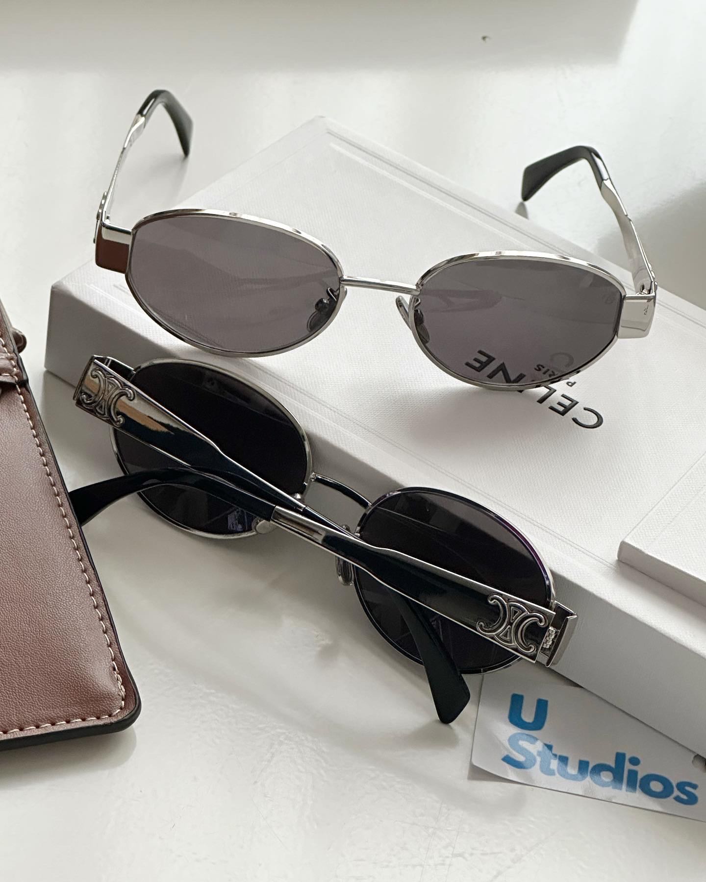 Celine Triomphe metal 01 sunglasses (Silver) | LINE SHOPPING