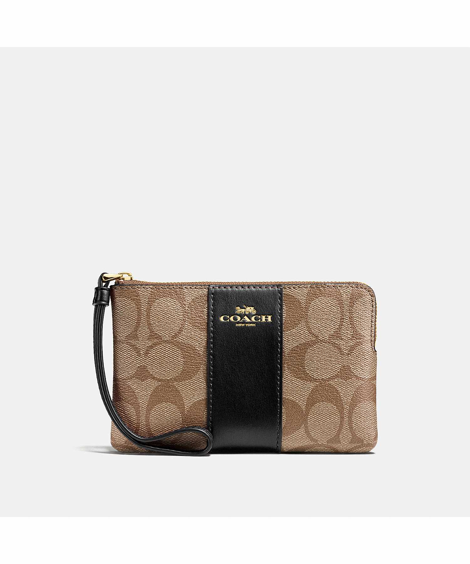 COACH CORNER ZIP WRISTLET IN SIGNATURE CANVAS 58035 IMCBI | LINE SHOPPING