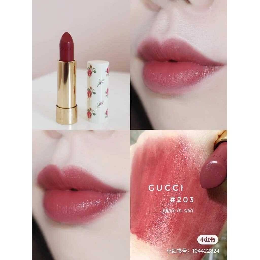 Gucci Rouge a Levres Voile Lipstick 3.5g สี 203 Mildred Rosewood ...