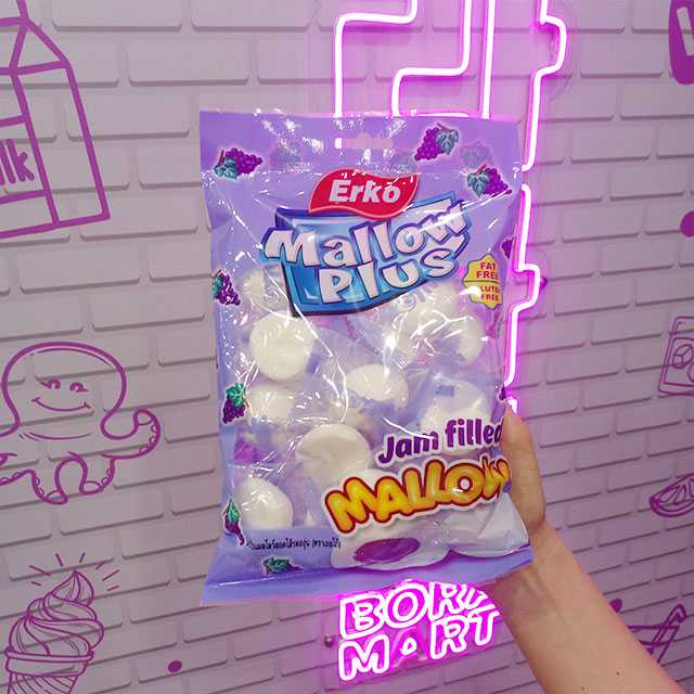 แมลโลว์พลัสแจมฟิล ขนมมาร์ชเมลโล่ Erko mallow plus jam filled 100g ...