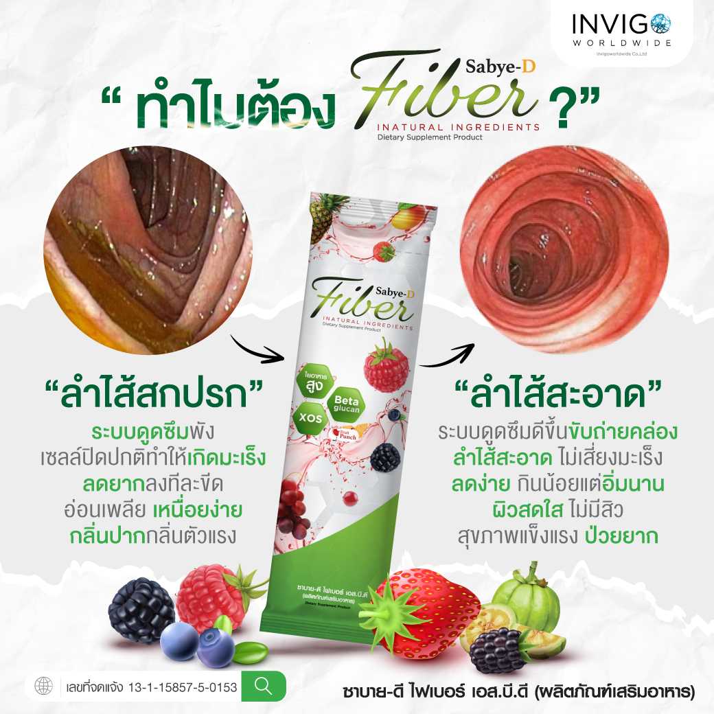 Sabye-D Fiber ซาบายดีไฟเบอร์ ขับถ่ายดี หุ่นดี สุขภาพดี เพราะลำไส้สะอาด ...