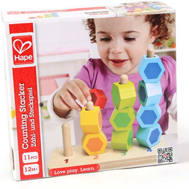 [0 - 12 mths] Counting Stacker Toddler Wooden Stacking Block Set - Hape | LINE SHOPPING