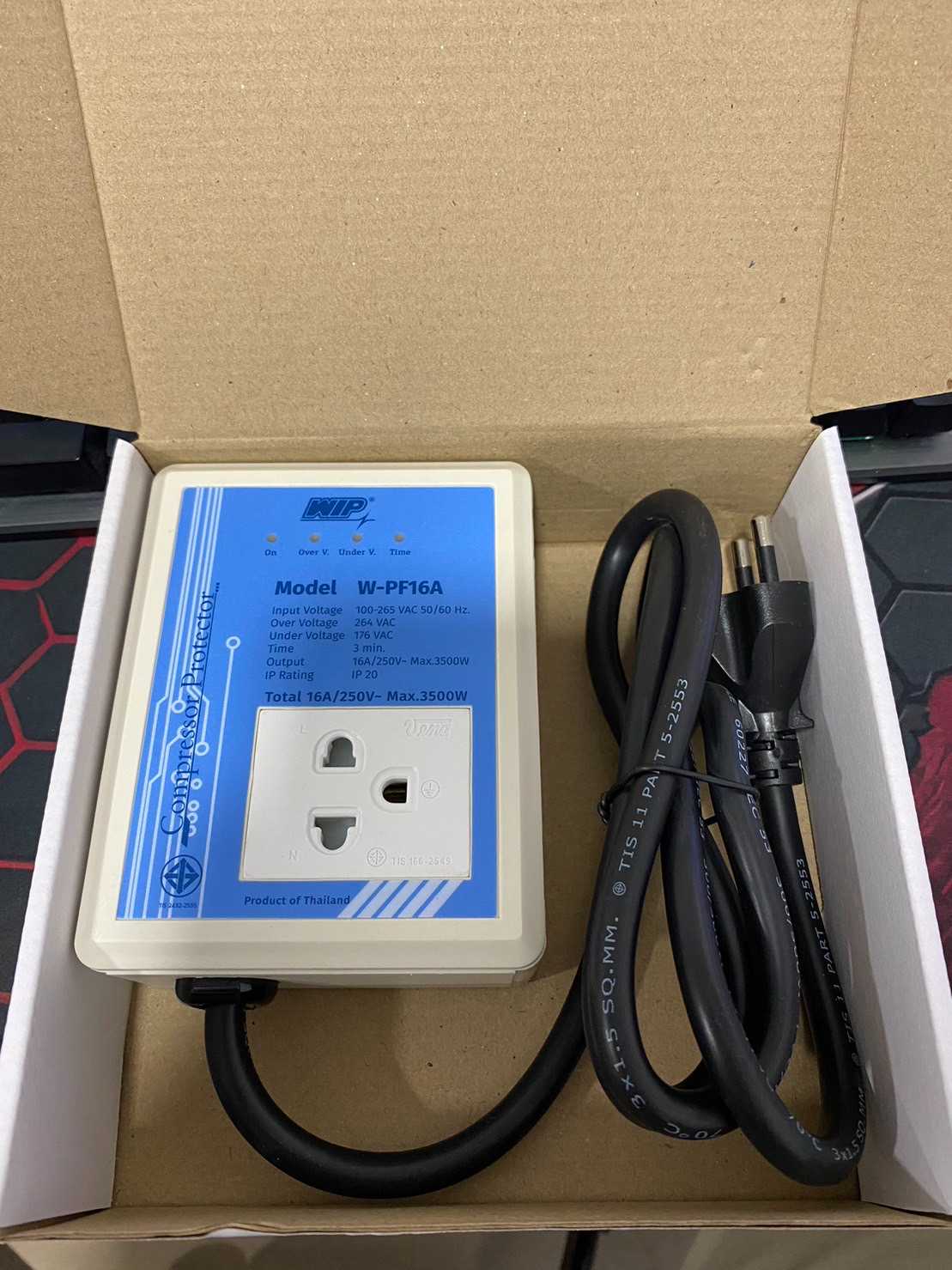 ป้องกันคอมเพรสเซอร์เสียหายจากไฟฟ้าตก WIP Compressor Protector 16A. ไฟ ...