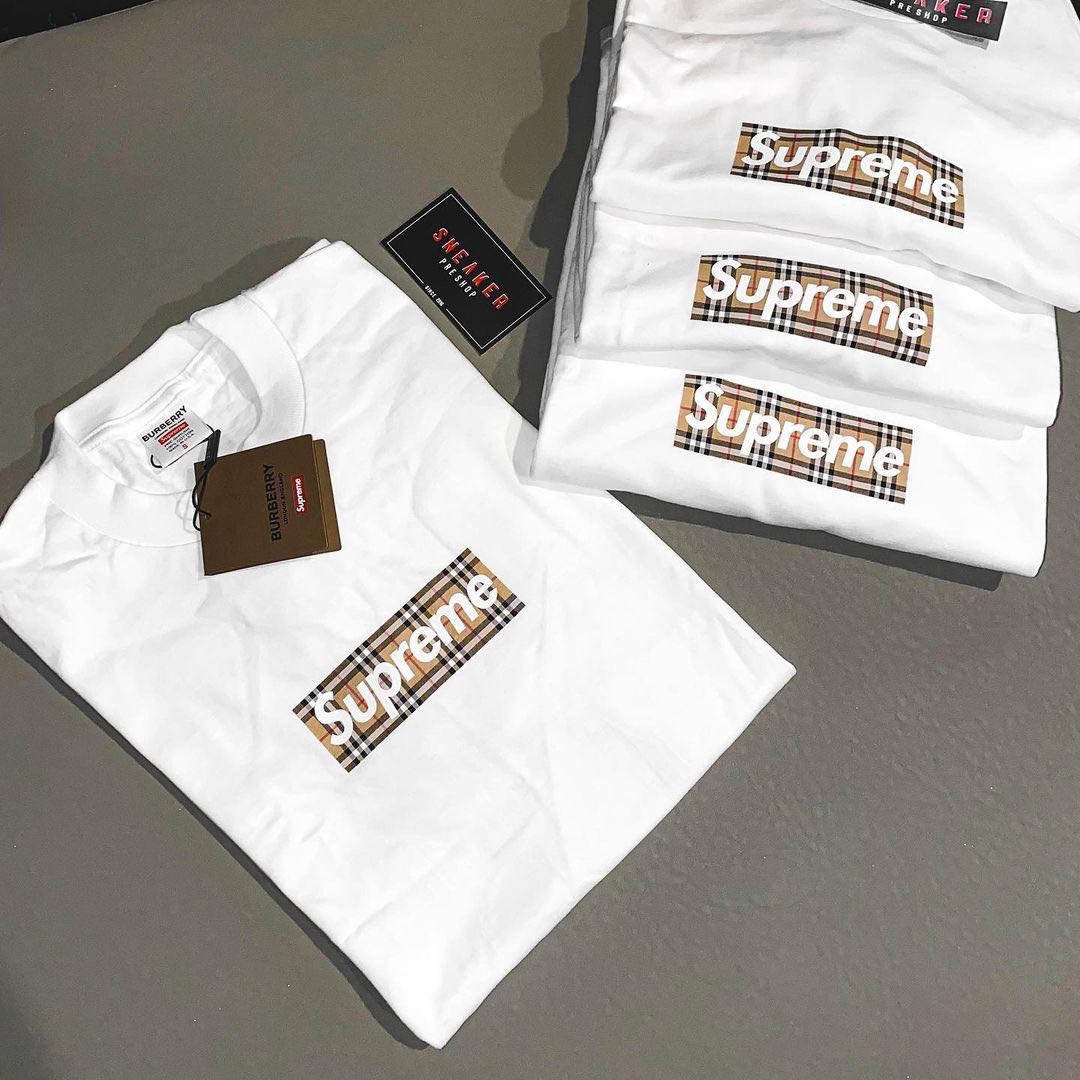 Supreme x Burberry Box Logo Tee White | LINE SHOPPING