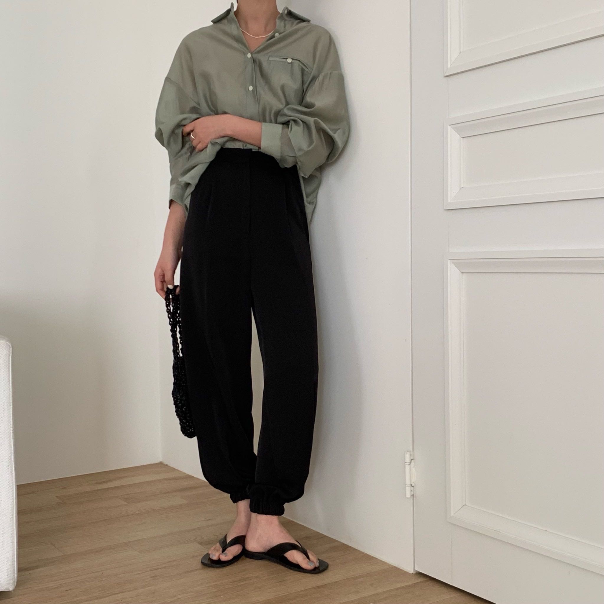 Satin Jump Pants | LINE SHOPPING