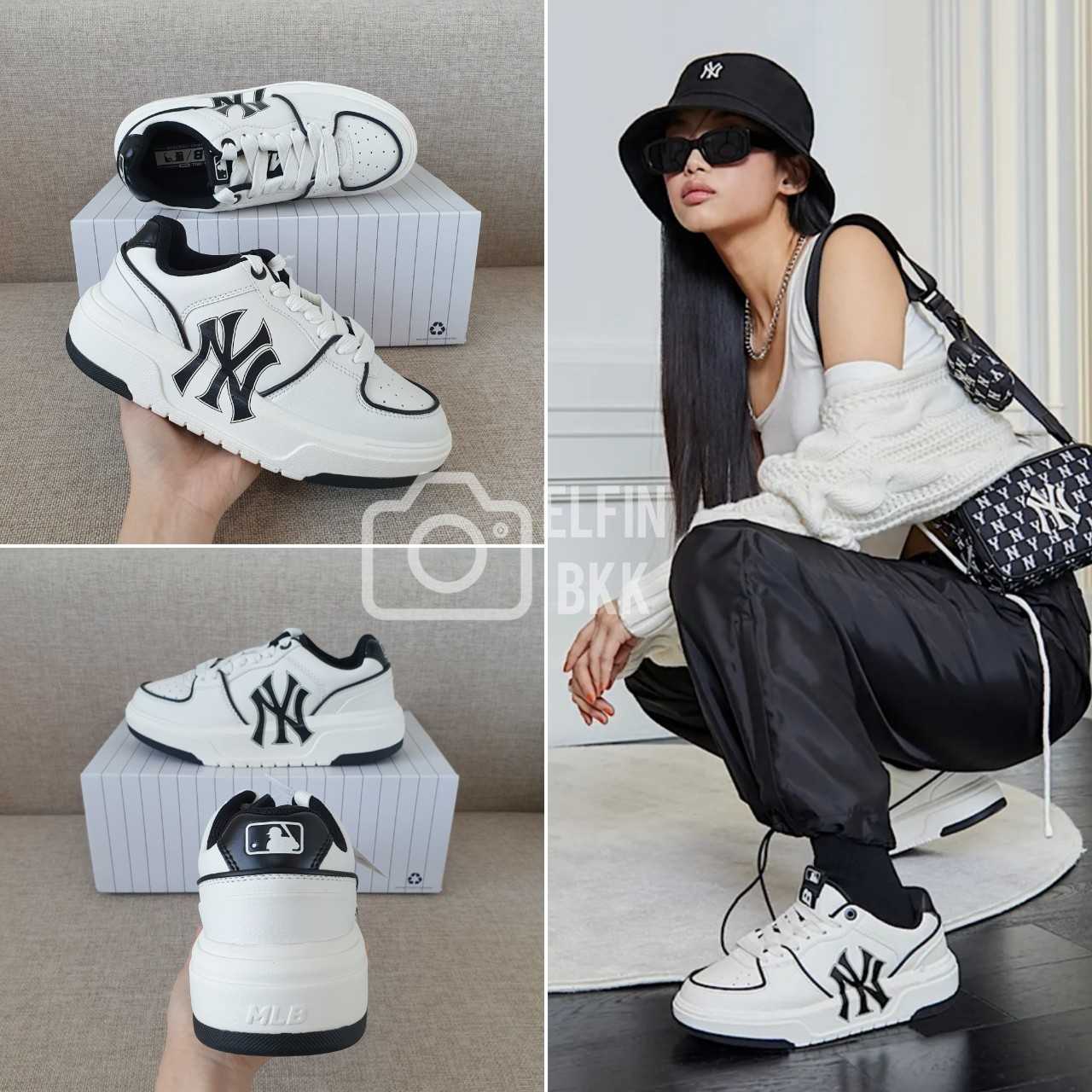 ขายดี⭐ MLB Chunky Liner NY รองเท้าลำลอง สีขาว สีเทา สีน้ำตาล สีเขียว สี ...