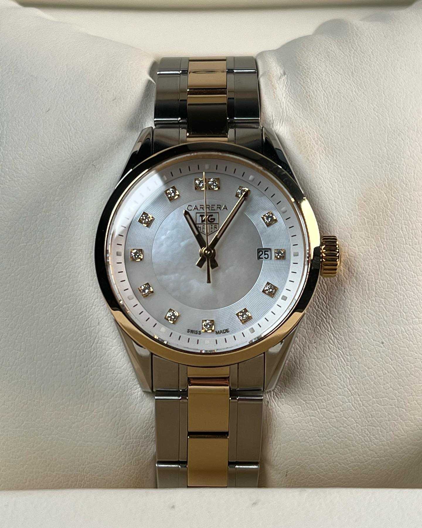 TAG Heuer Carrera Two-tone 18k Gold White Mother of Pearl Women's ...