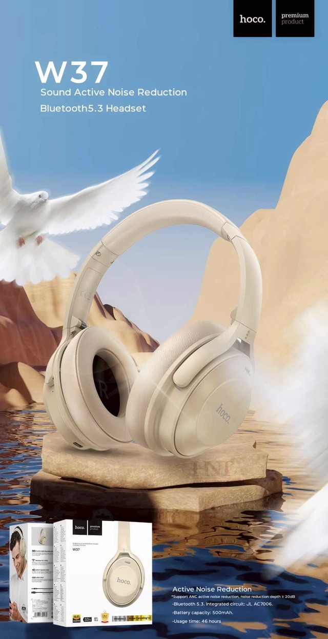 Hoco W37 หูฟังบลูทูธแบบครอบหู รุ่นมีปุ่มลดเสียงรบกวน มีไมค์ในตัวหูฟังขนาดใหญ่ขึ้น | LINE SHOPPING