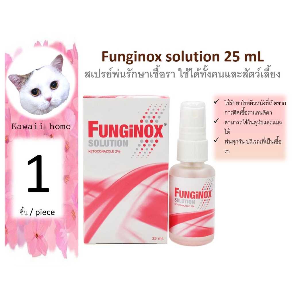 Funginox Solution (ฟังจิน็อกซ์) spray 25 ml กำจัดเชื้อราสุนัข แมว สัตว์ ...