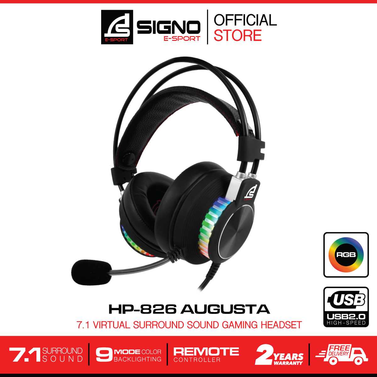 SIGNO E-Sport 7.1 Surround Sound Gaming Headphone AUGUSTA รุ่น HP-826 ...