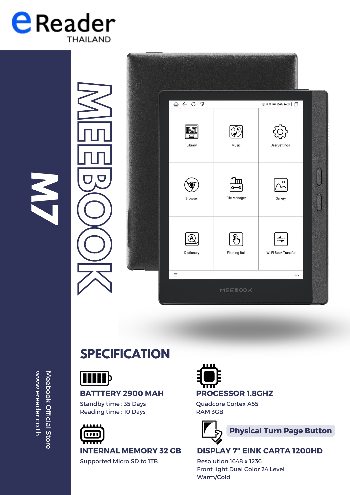 Meebook M7 eBook Reader 2023 Edition - New 7 Eink (Android 11 / Micro SD Slot 1TB) | LINE SHOPPING