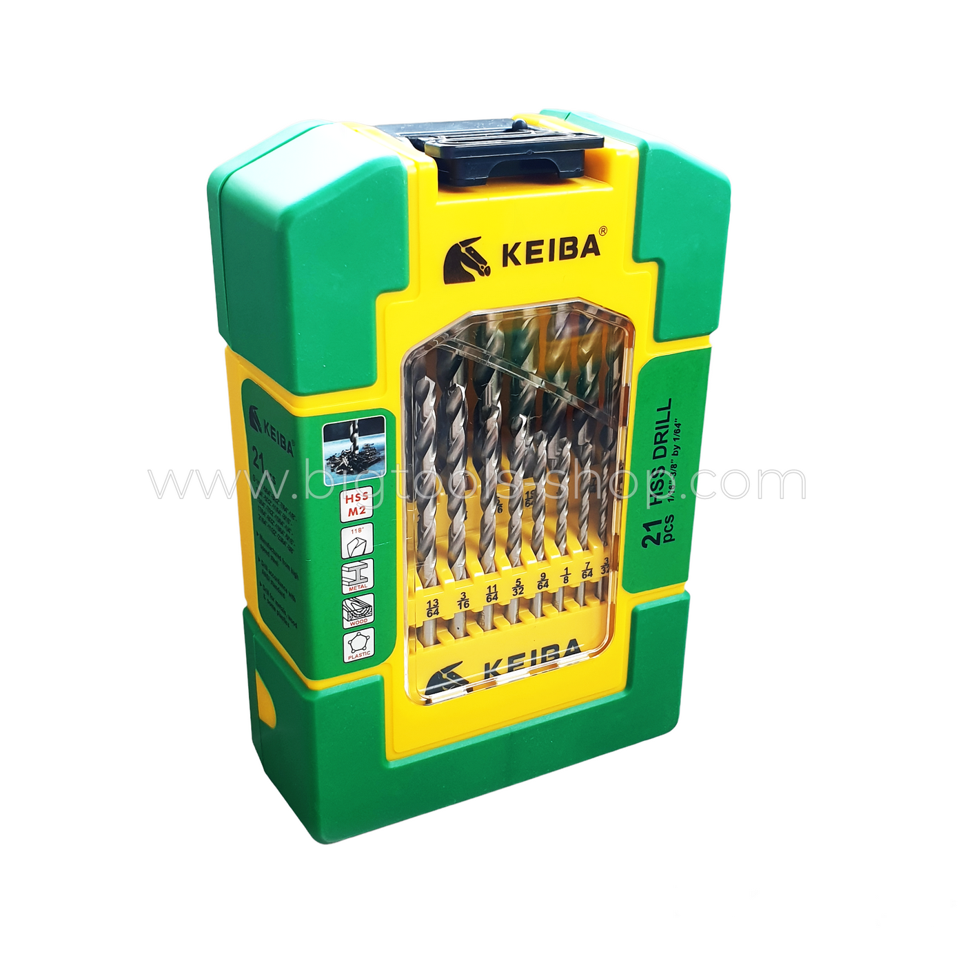 Keiba : ดอกสว่าน ไฮสปีด HSS เจาะเหล็ก/ไม้/พลาสติก ชุด 21 ตัว ขนาด 1/16 นิ้ว - 3/8 นิ้ว (KE ...