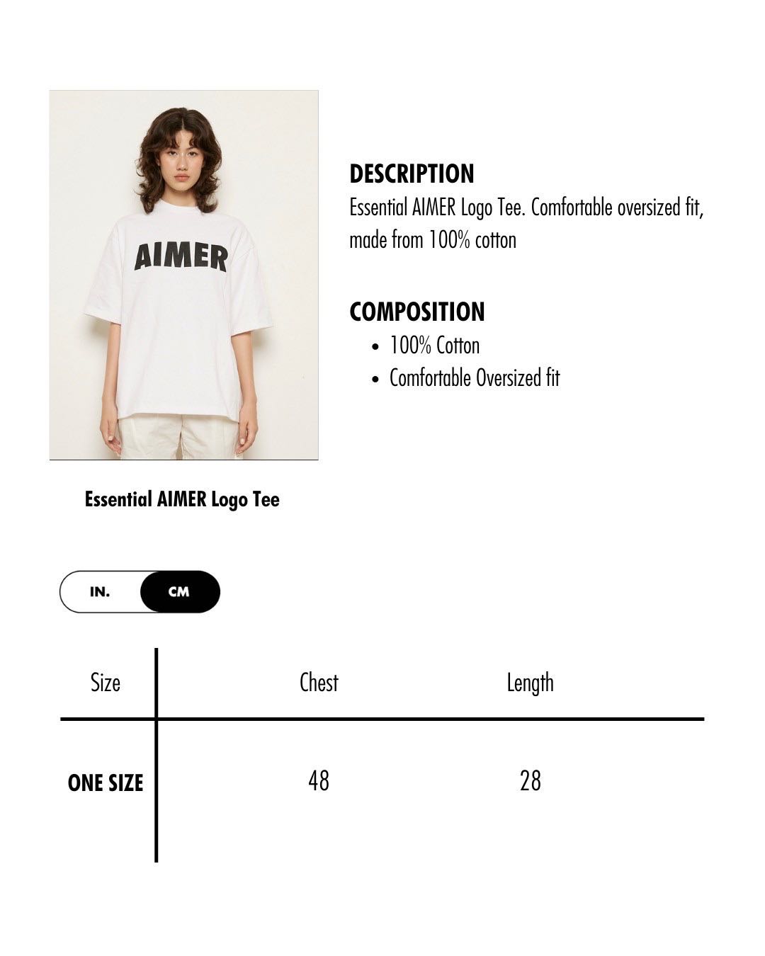 AIMER Logo Tee in White | LINE SHOPPING