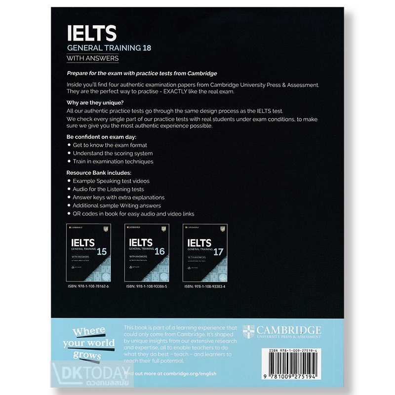 CAMBRIDGE IELTS 18 GENERAL TRAINING:SB+ANS+AUDIO&RESOURCE BANK ...