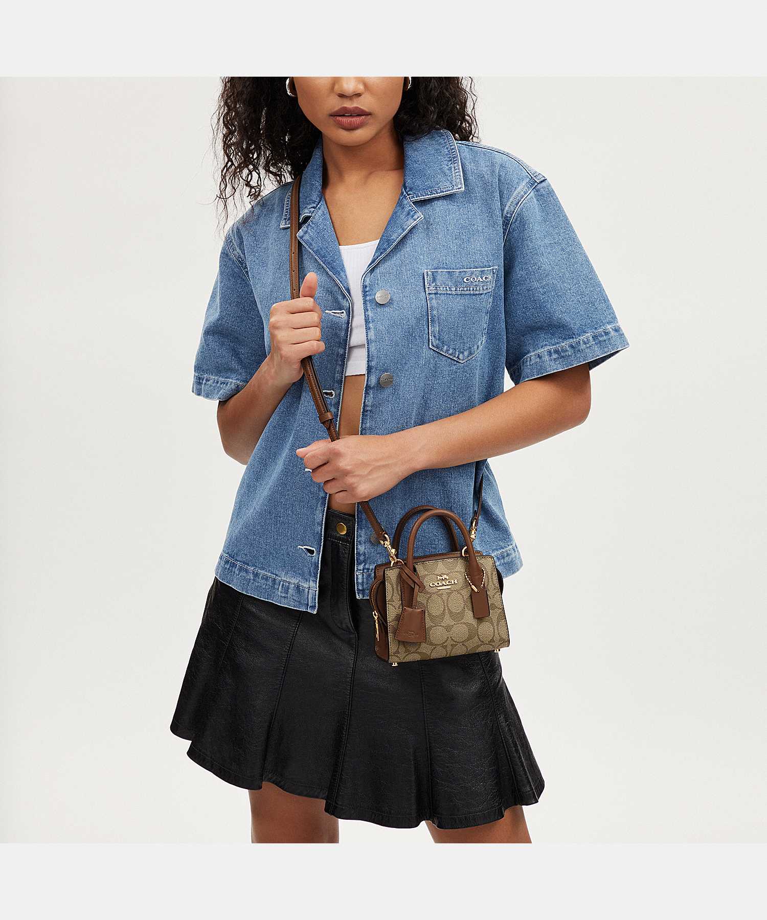 COACH ANDREA MINI CARRYALL IN SIGNATURE CANVAS CO975 IME74 | LINE SHOPPING