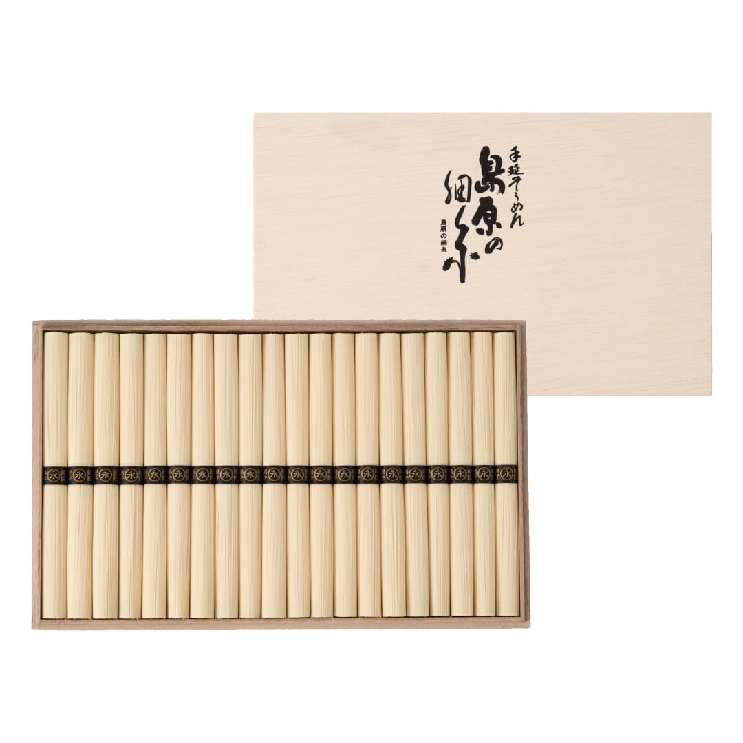 木箱付「手延べそうめん 島原の細糸」2000g（50g×40束） のし 化粧箱入り 贈答 極細 島原そうめん お中元